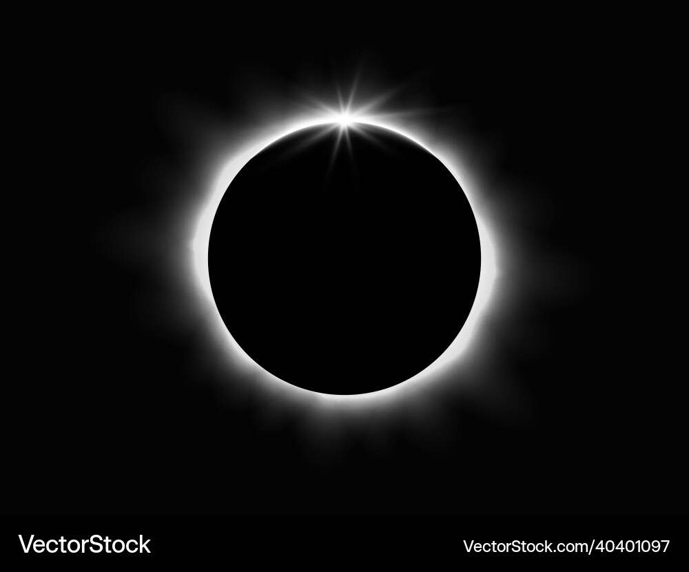 Total solar eclipse planet with sun rays on dark Vector Image