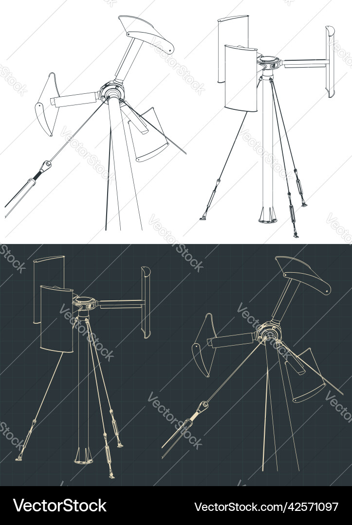 Vertical axis wind turbine power generator Vector Image