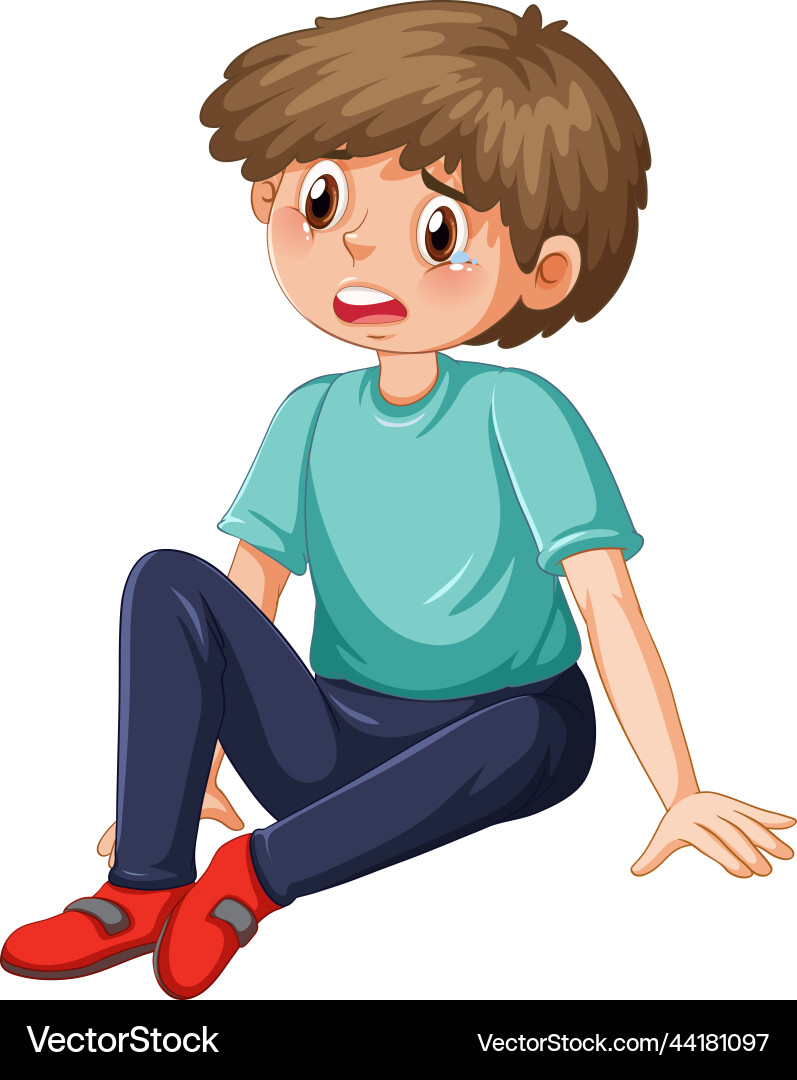 Young man with crying face cartoon character Vector Image
