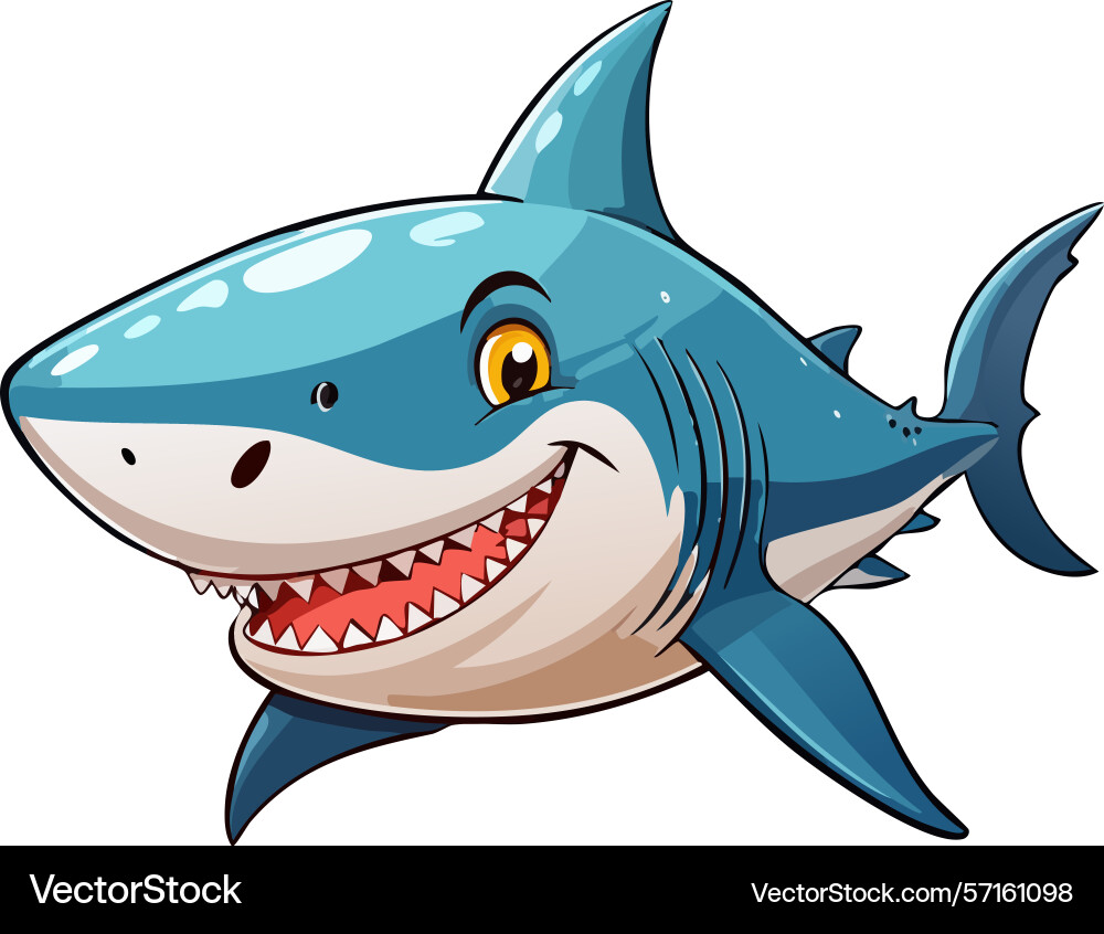 Cartoon smiling shark clipart Royalty Free Vector Image
