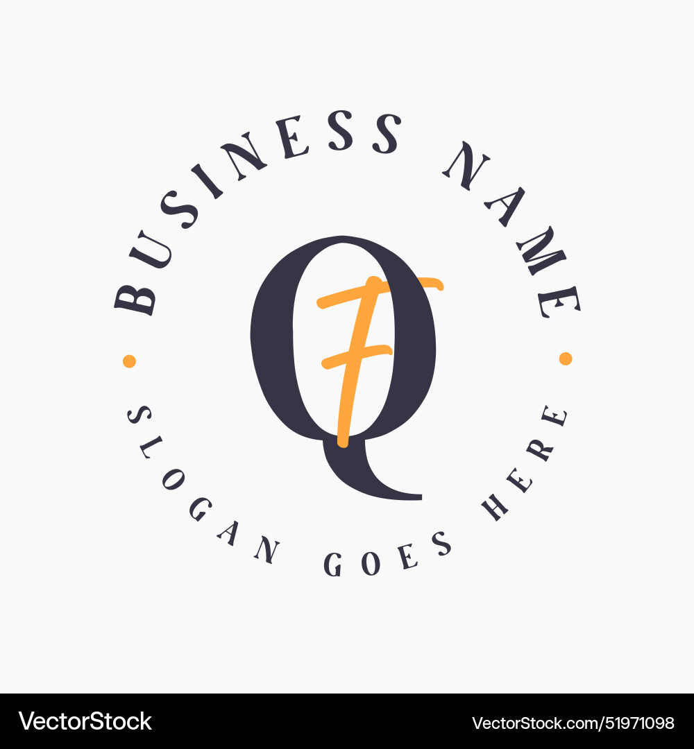 Elegant letter qf initials logo for corporate Vector Image