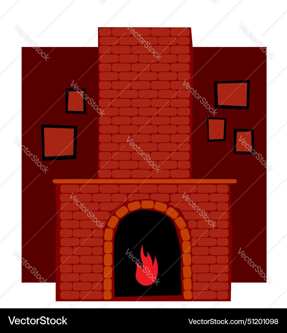 Fireside fireplace flame in the hearth Royalty Free Vector