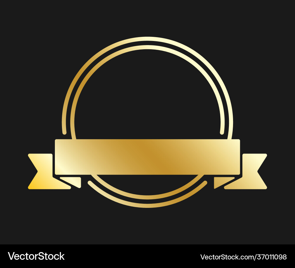 Gold round frame with ribbon for logo Royalty Free Vector
