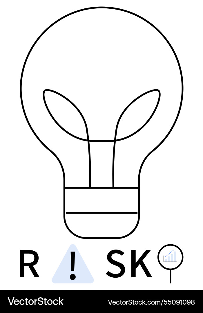 Light bulb with the word risk highlighting Vector Image