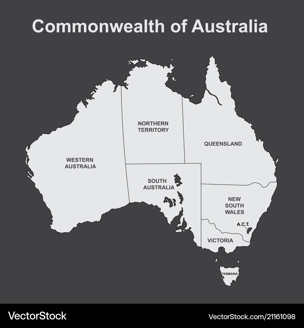 Map of australia with internal regional boundaries