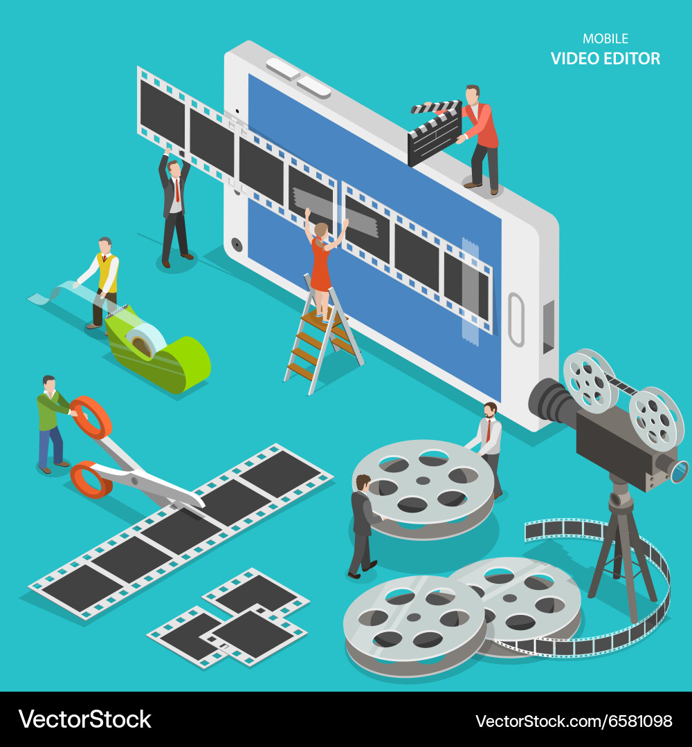 Mobile Video Editing App Concept Royalty Free Vector Image