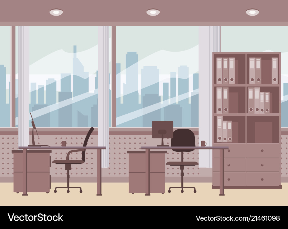 Modern office interior cartoon style Royalty Free Vector