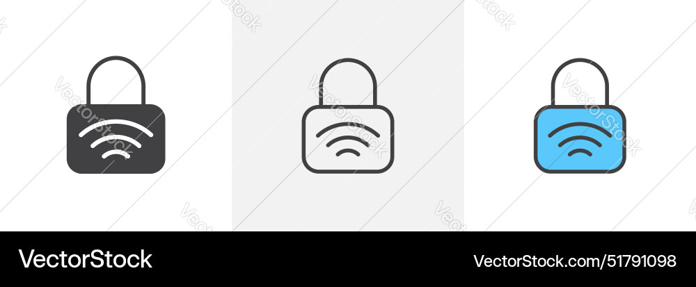 Nfc lock line icon set Royalty Free Vector Image