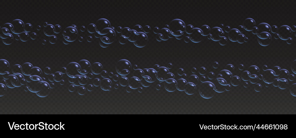 Realistic soap bubbles border seamless bath Vector Image