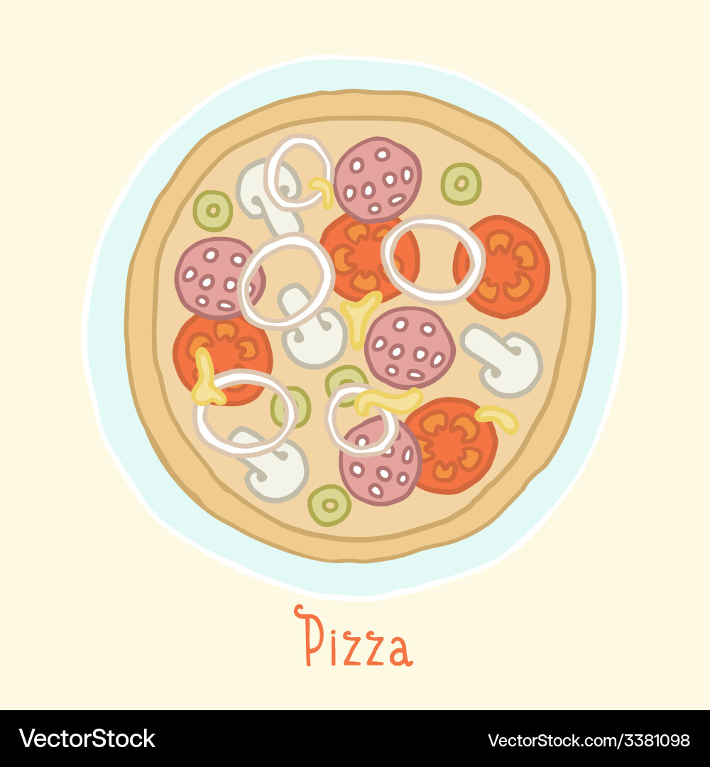 Regular pizza on a plate Royalty Free Vector Image