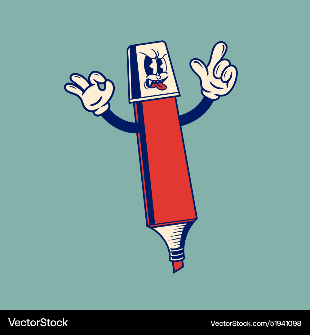Retro character design from marker pen Royalty Free Vector