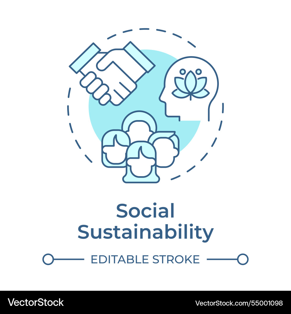 Social sustainability soft blue concept icon Vector Image