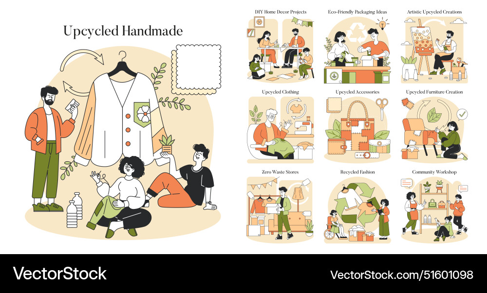 Upcycled handmade flat Royalty Free Vector Image
