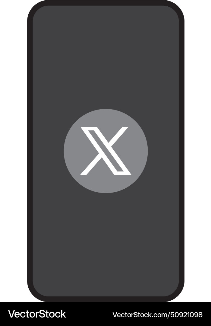 X twitter social media logo iphone screen mockup Vector Image