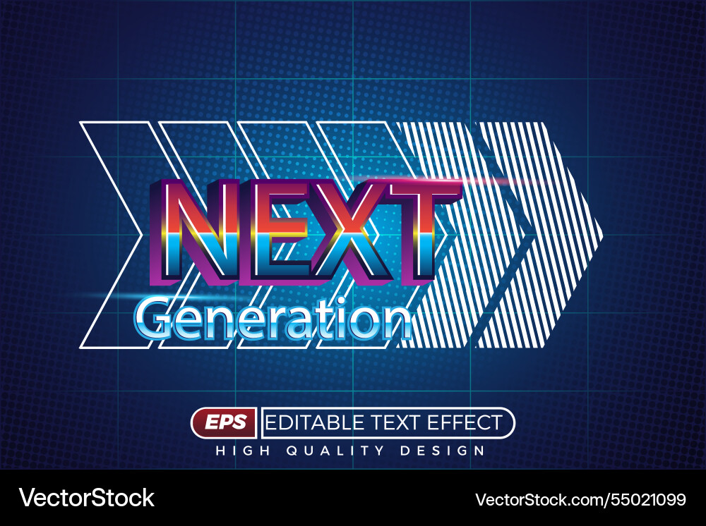 3d text effect next generation modern Royalty Free Vector