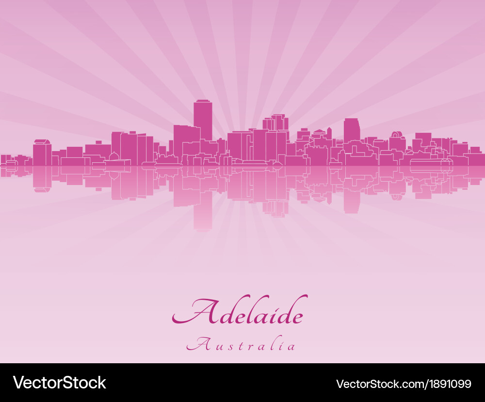 Adelaide skyline in radiant orchid Royalty Free Vector Image