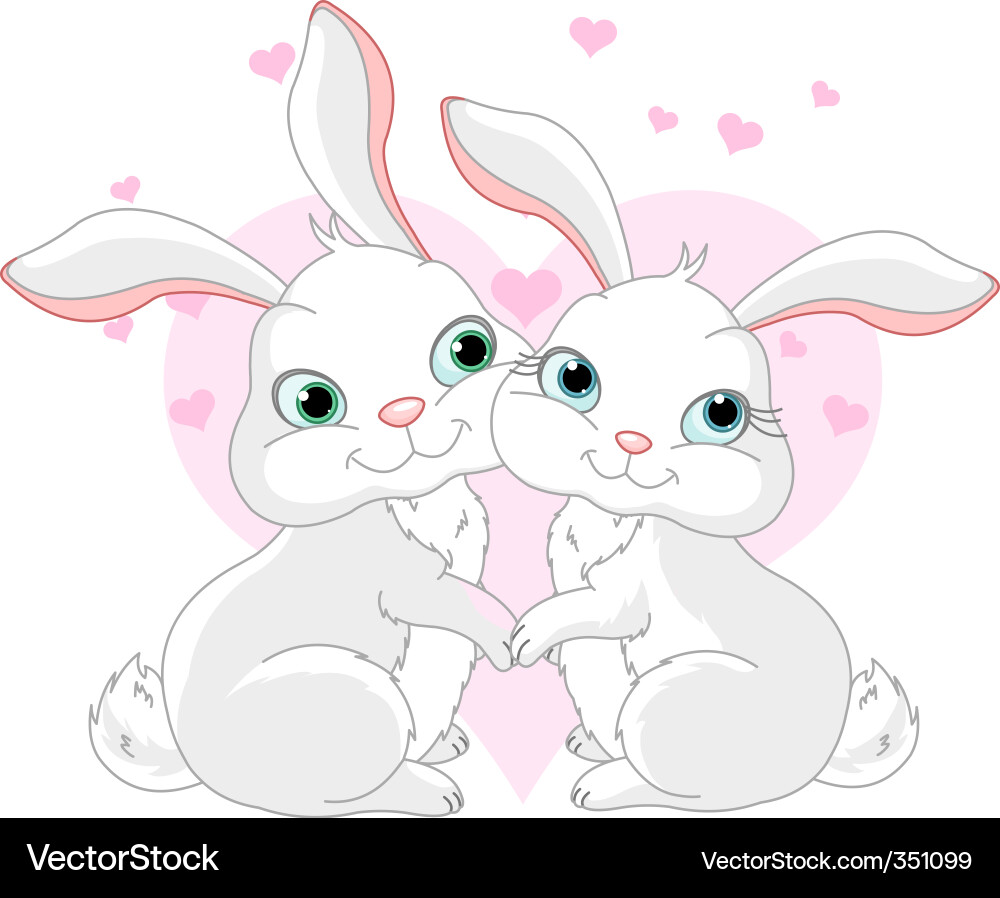 Adorable Bunny Couple Royalty Free Vector Image
