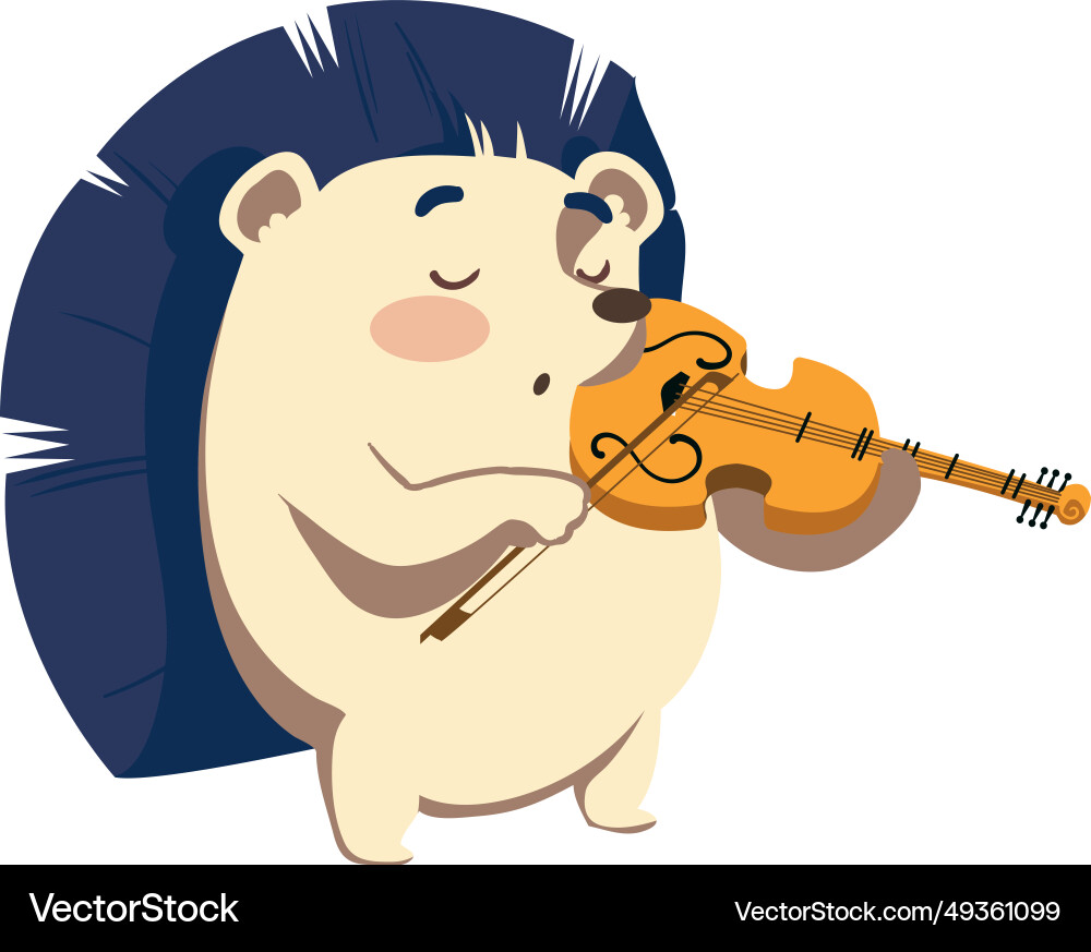 Animal playing instrument hedgehog with violin Vector Image