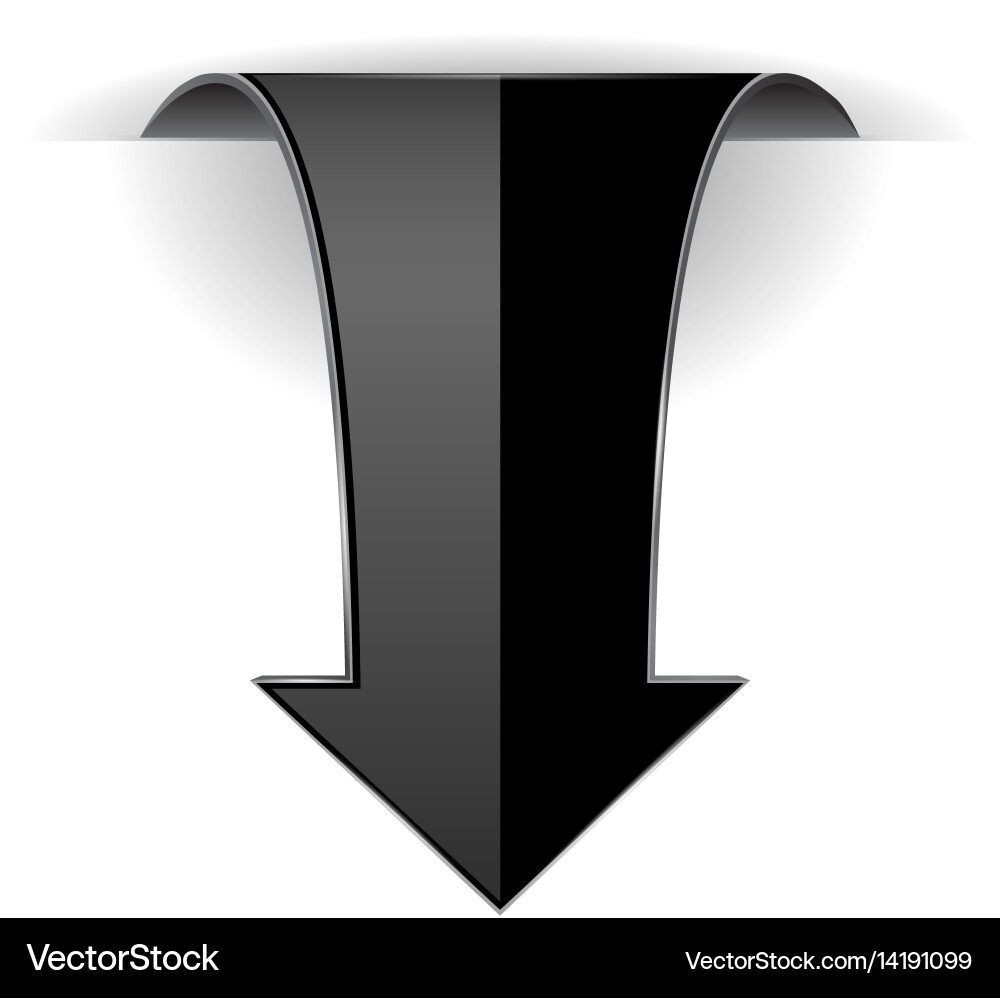 Black down arrow web 3d icon Royalty Free Vector Image