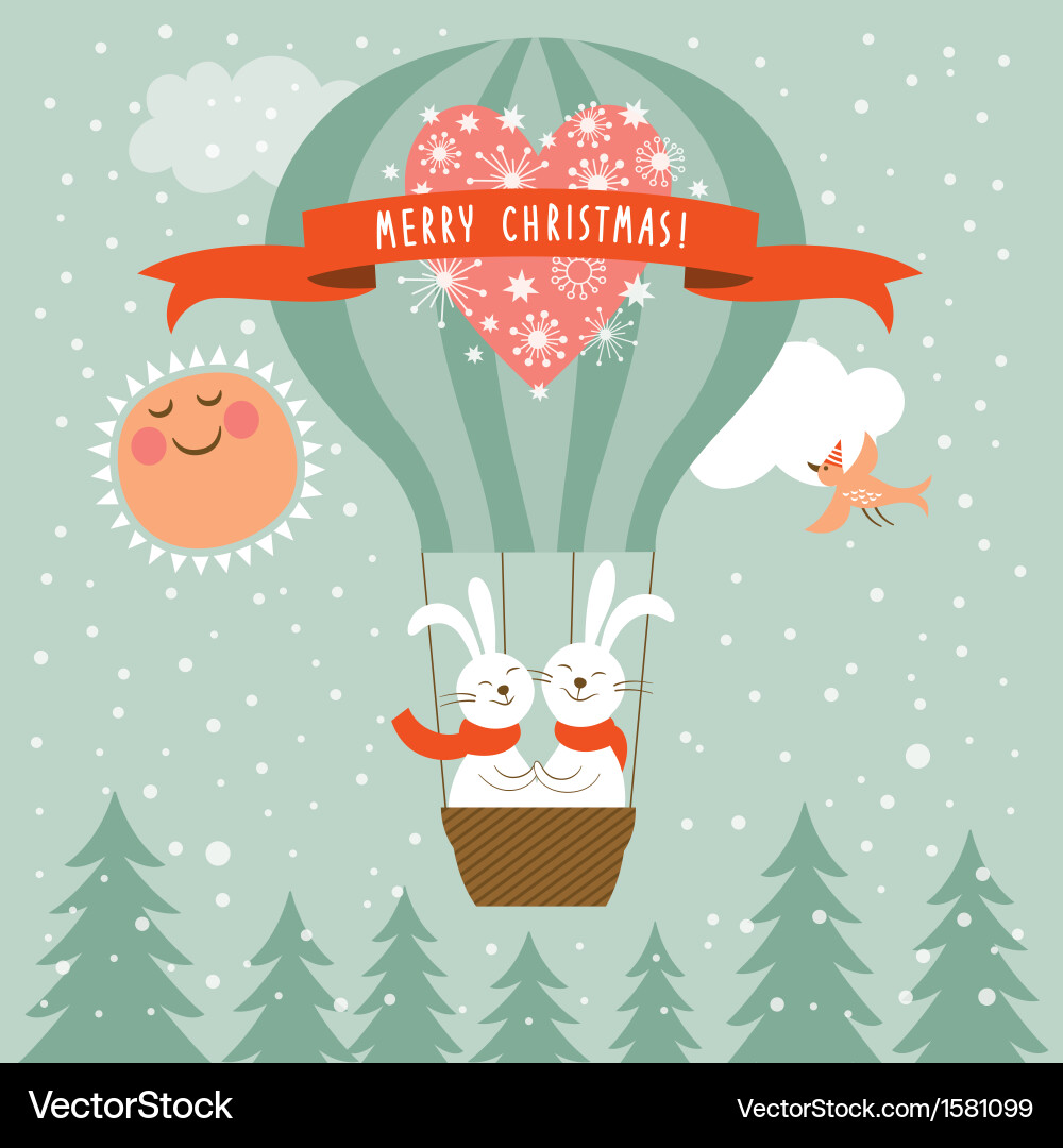 Christmas Hot Air Balloon Royalty Free Vector Image