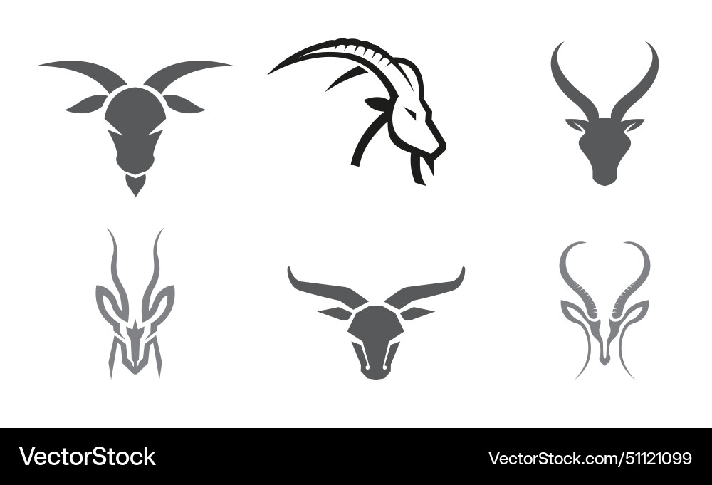 Creative antelopes heads collection logo Vector Image