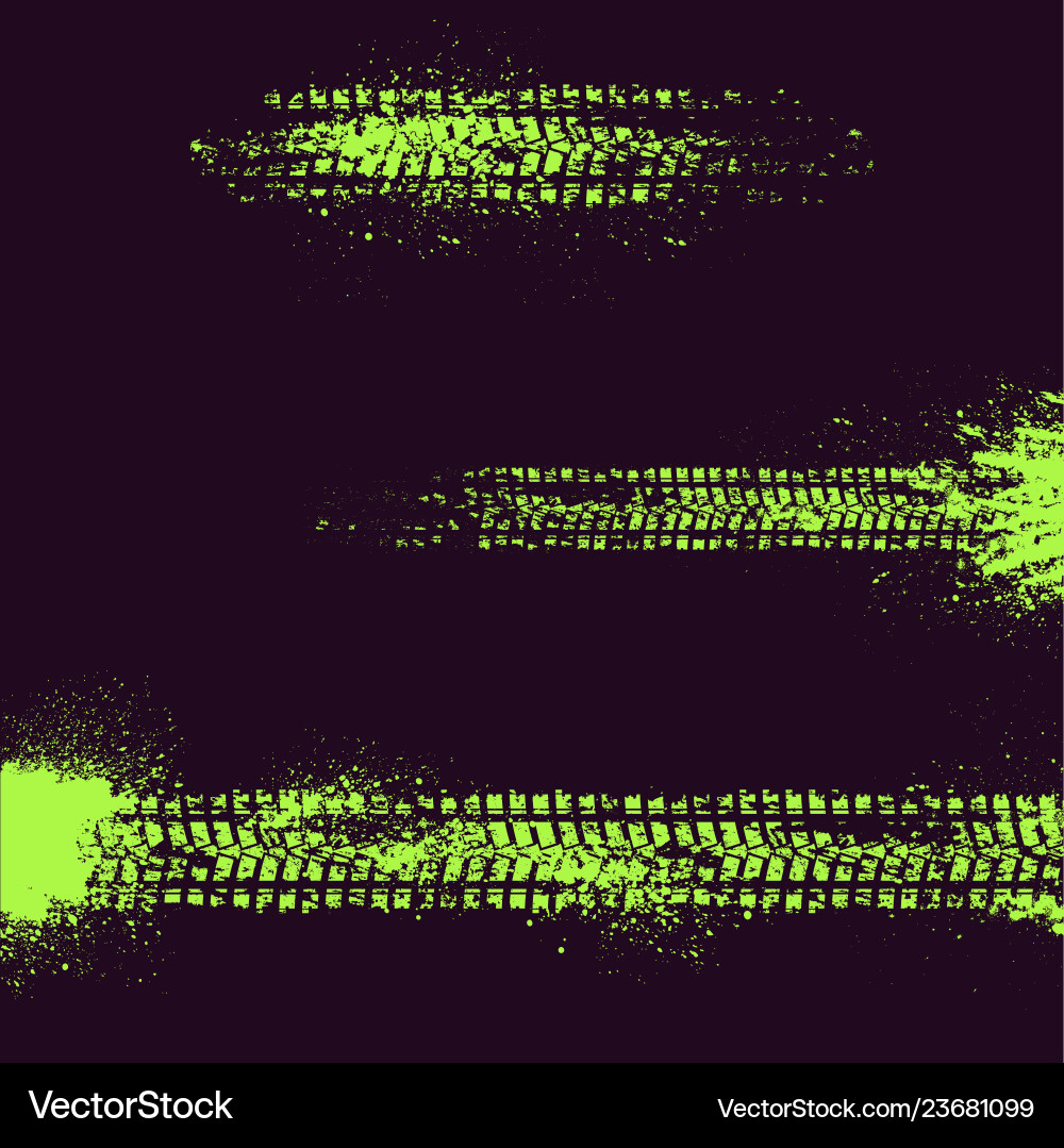 Green tire tracks set Royalty Free Vector Image