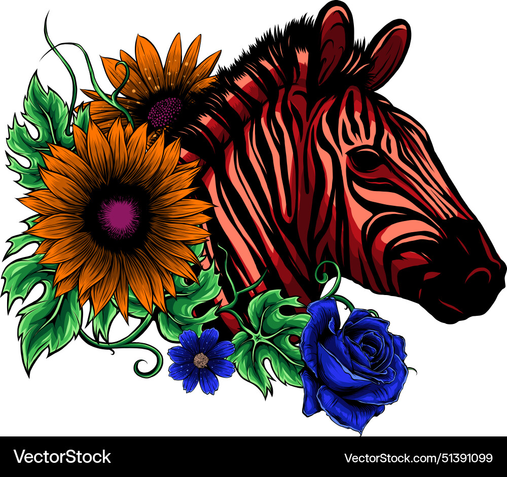 Hand draw zebra head design Royalty Free Vector Image