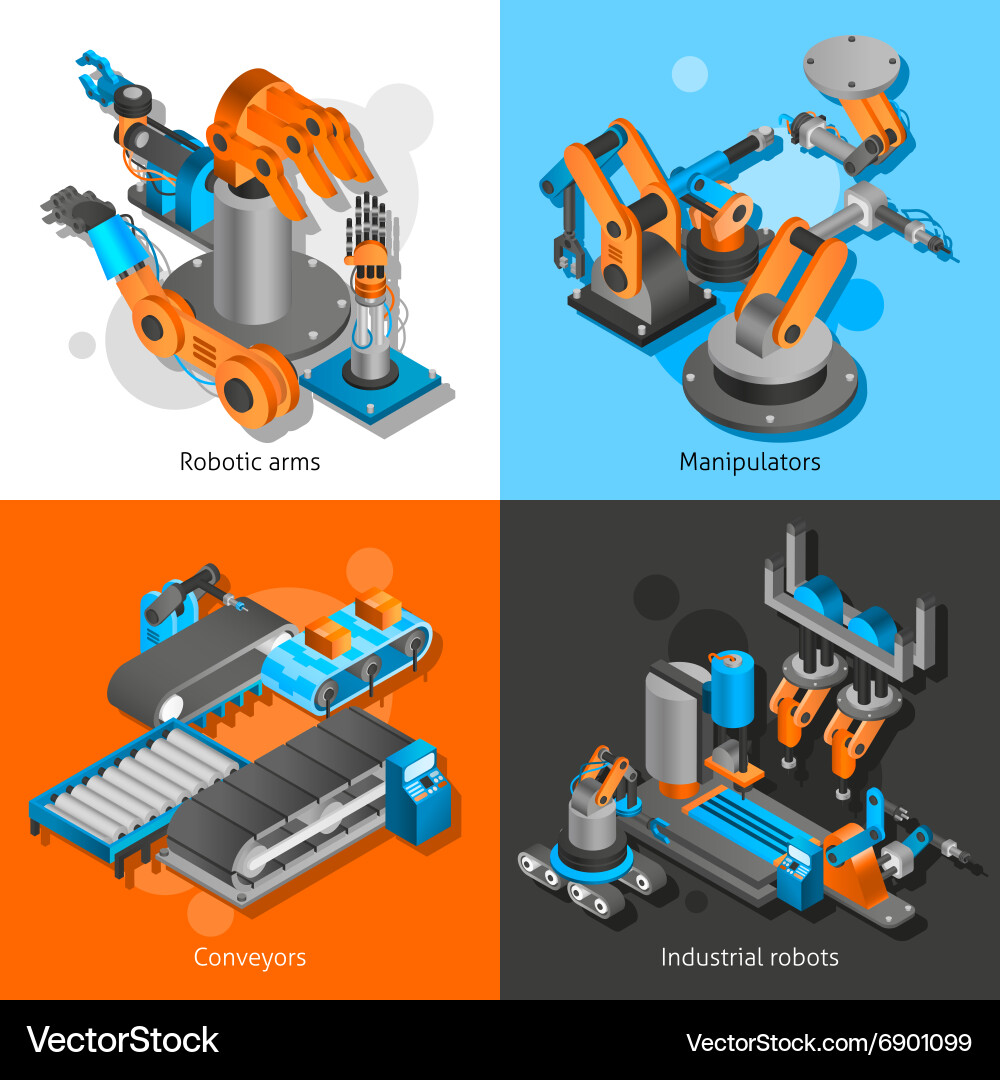 Industrial robot set Royalty Free Vector Image