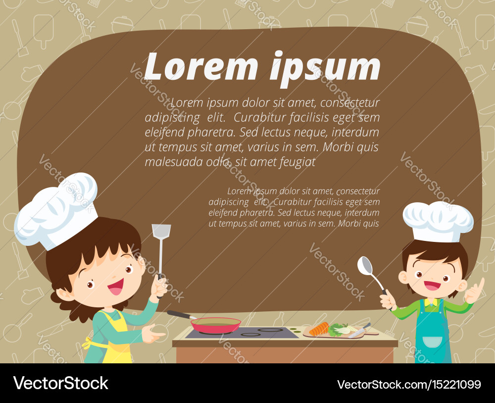 Kids cooking class Royalty Free Vector Image - VectorStock