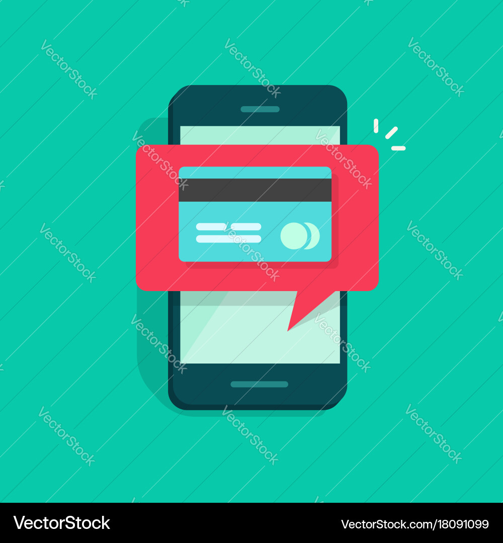 Mobile phone or smartphone with credit debit Vector Image