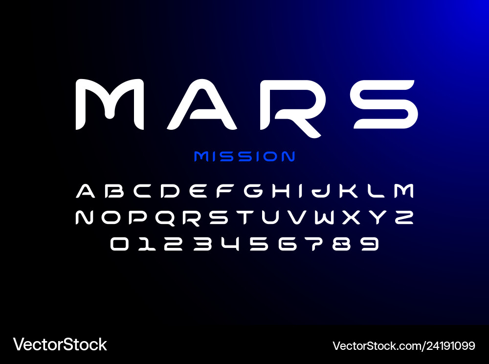 Modern space style font Royalty Free Vector Image