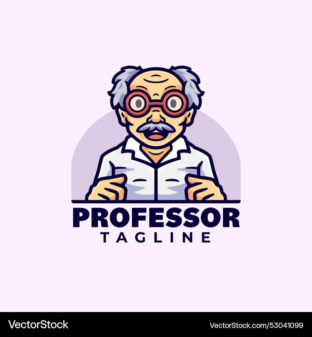 Professor logo mascot cartoon character Royalty Free Vector