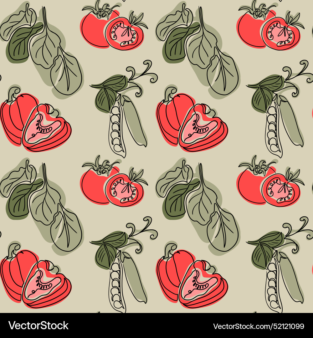 Seamless pattern with outline drawing of organic Vector Image