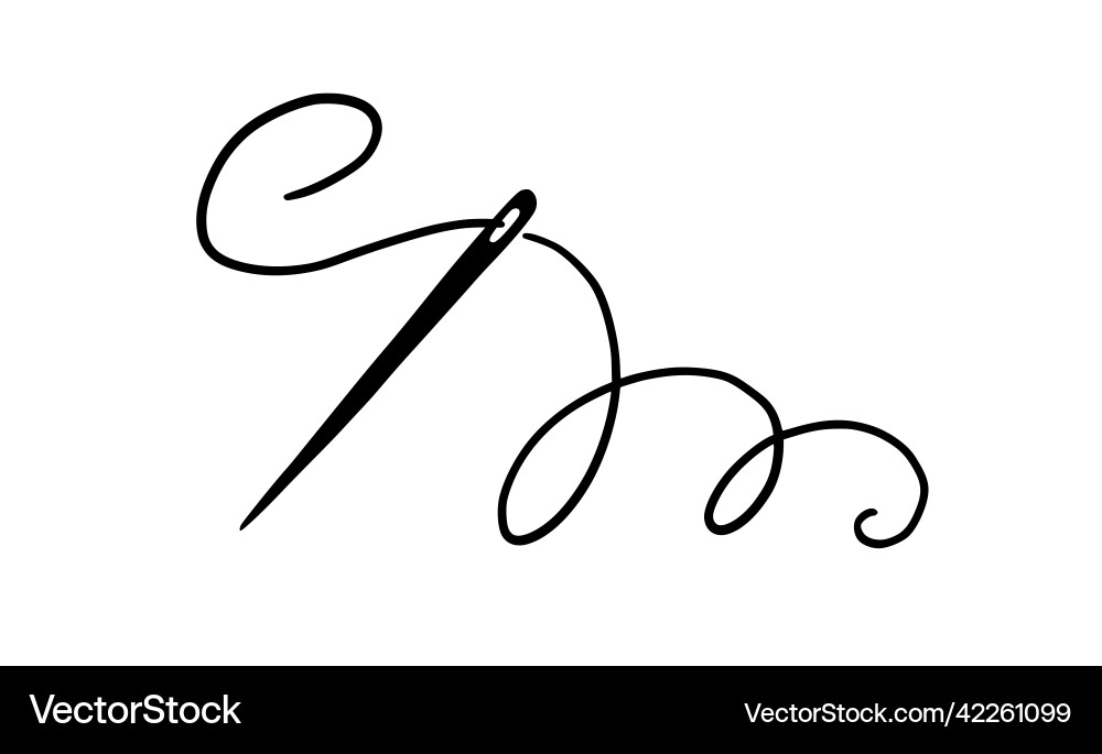 Tailor needle with thread Royalty Free Vector Image