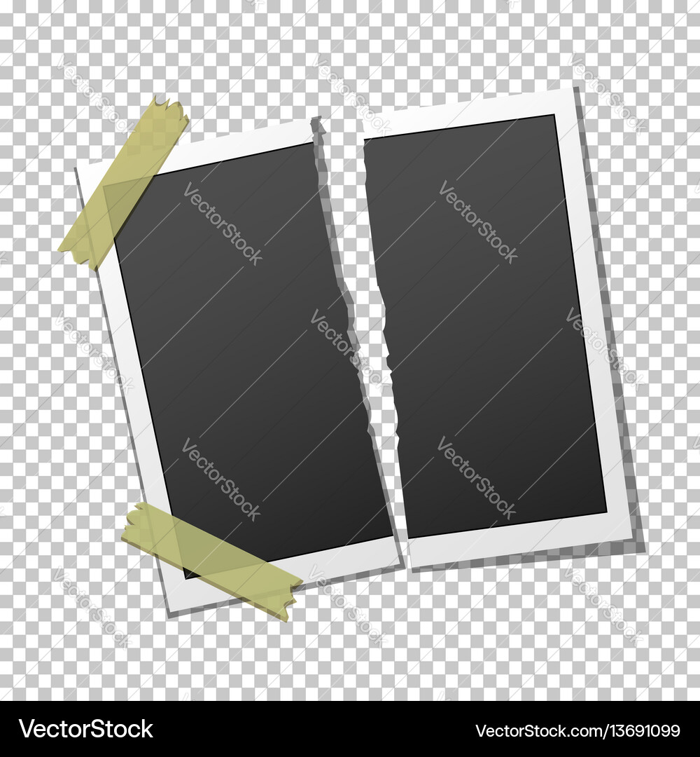Torn photo frame on transparent background Vector Image