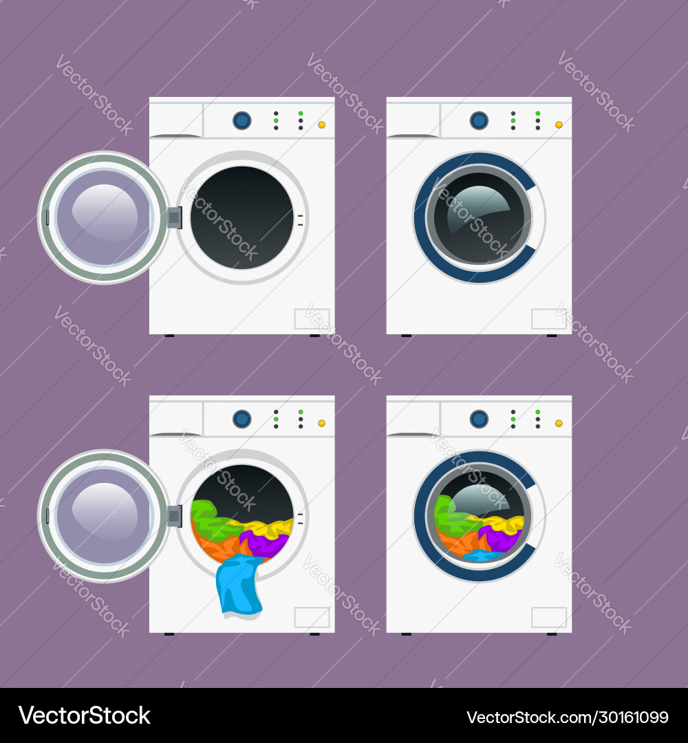 Wash machine set Royalty Free Vector Image - VectorStock