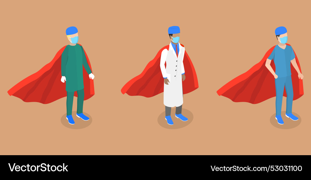 3d isometric flat of doctor Royalty Free Vector Image