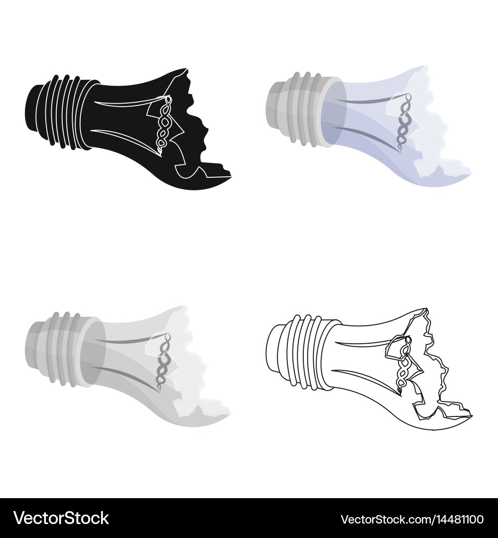 Broken lightbulb Icon im Cartoon Stil isoliert Vektorbild