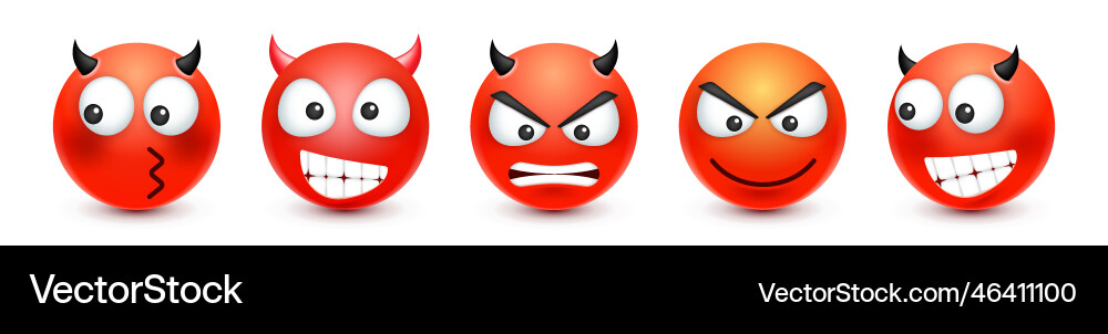 Cartoon emoji emoticons collection red face Vector Image