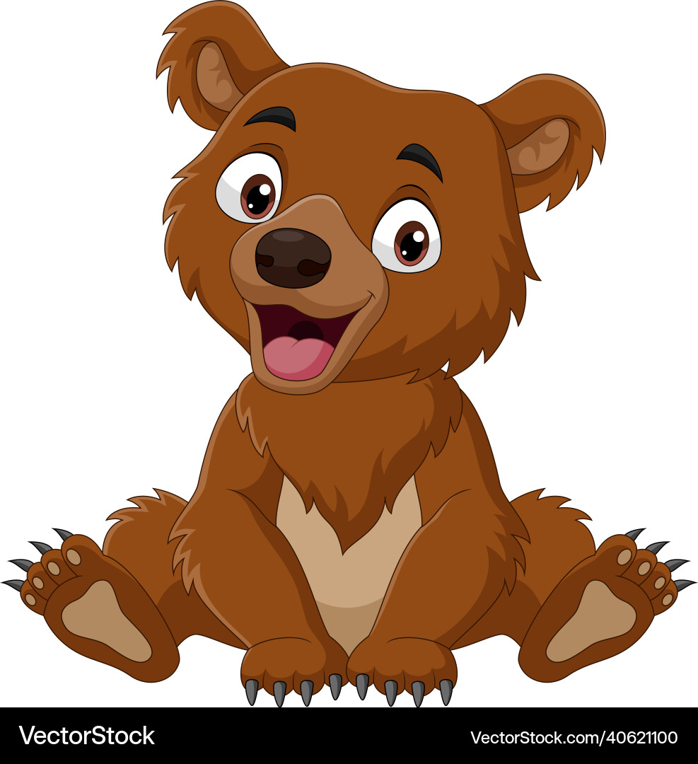 Cartoon funny little bear sitting Royalty Free Vector Image