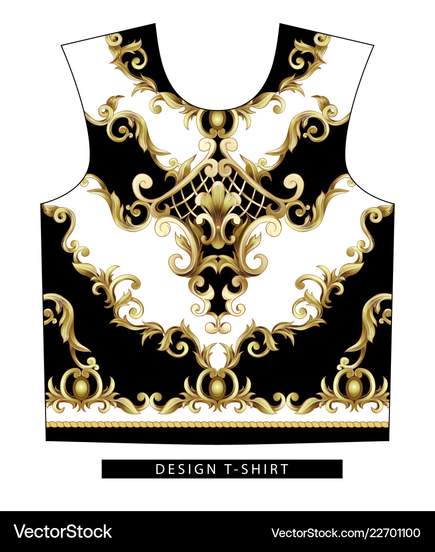 Design scarf with golden baroque elements Vector Image