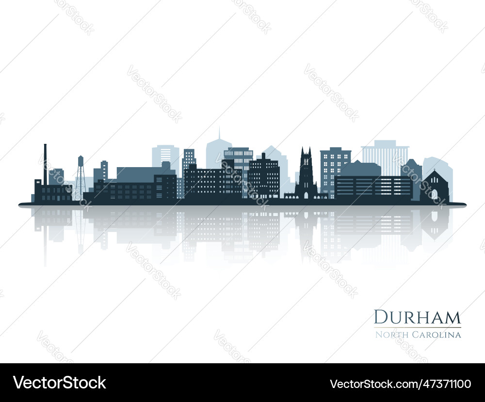 Durham skyline silhouette with reflection Vector Image