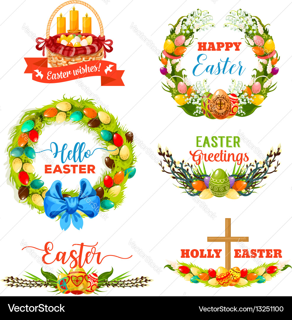 Easter Floral Wreath with Egg Royalty Free Vector Image
