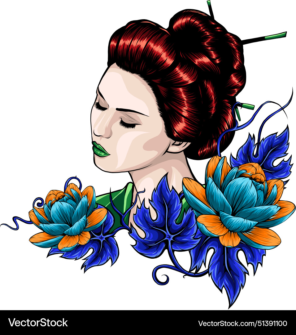 Elegant Geisha Portrait Royalty Free Vector Image