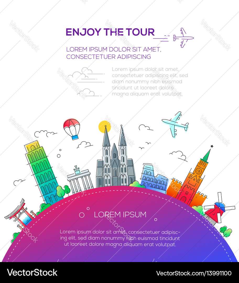 Enjoy the tour - flat design travel composition Vector Image