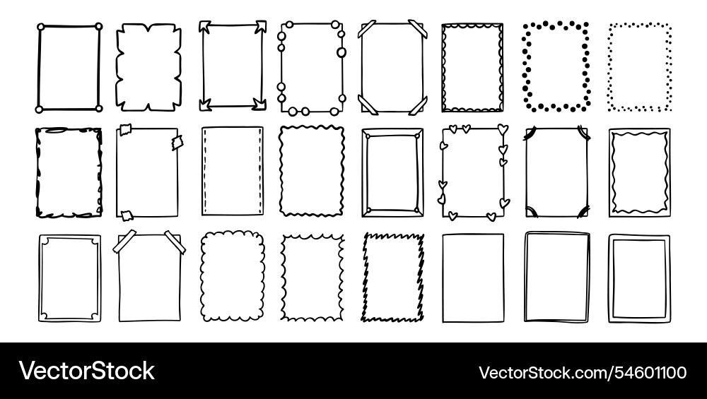 Hand drawn rectangle frame doodle vertical line Vector Image