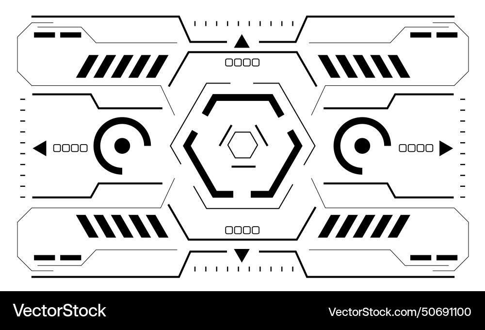 Hud sci-fi interface screen view black hexagon Vector Image