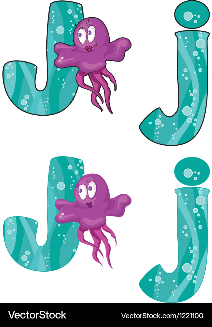 Letter j jellyfish Royalty Free Vector Image - VectorStock