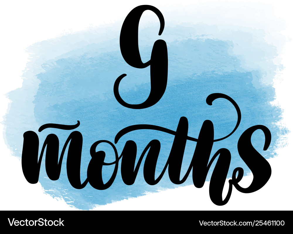 Lettering 9 months Royalty Free Vector Image - VectorStock