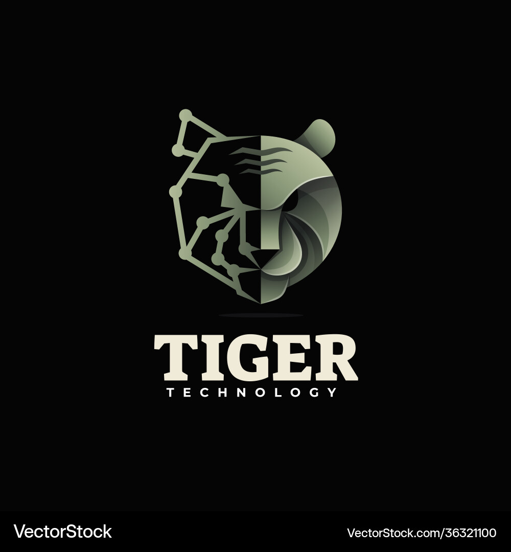 Logo tiger gradient colorful style Royalty Free Vector Image